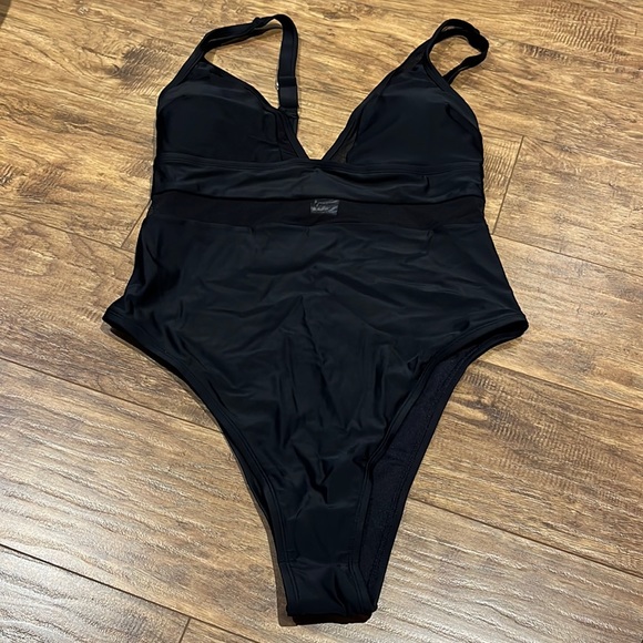 Swim | Black Mesh Waist Full Piece Bathing Suit | Poshmark